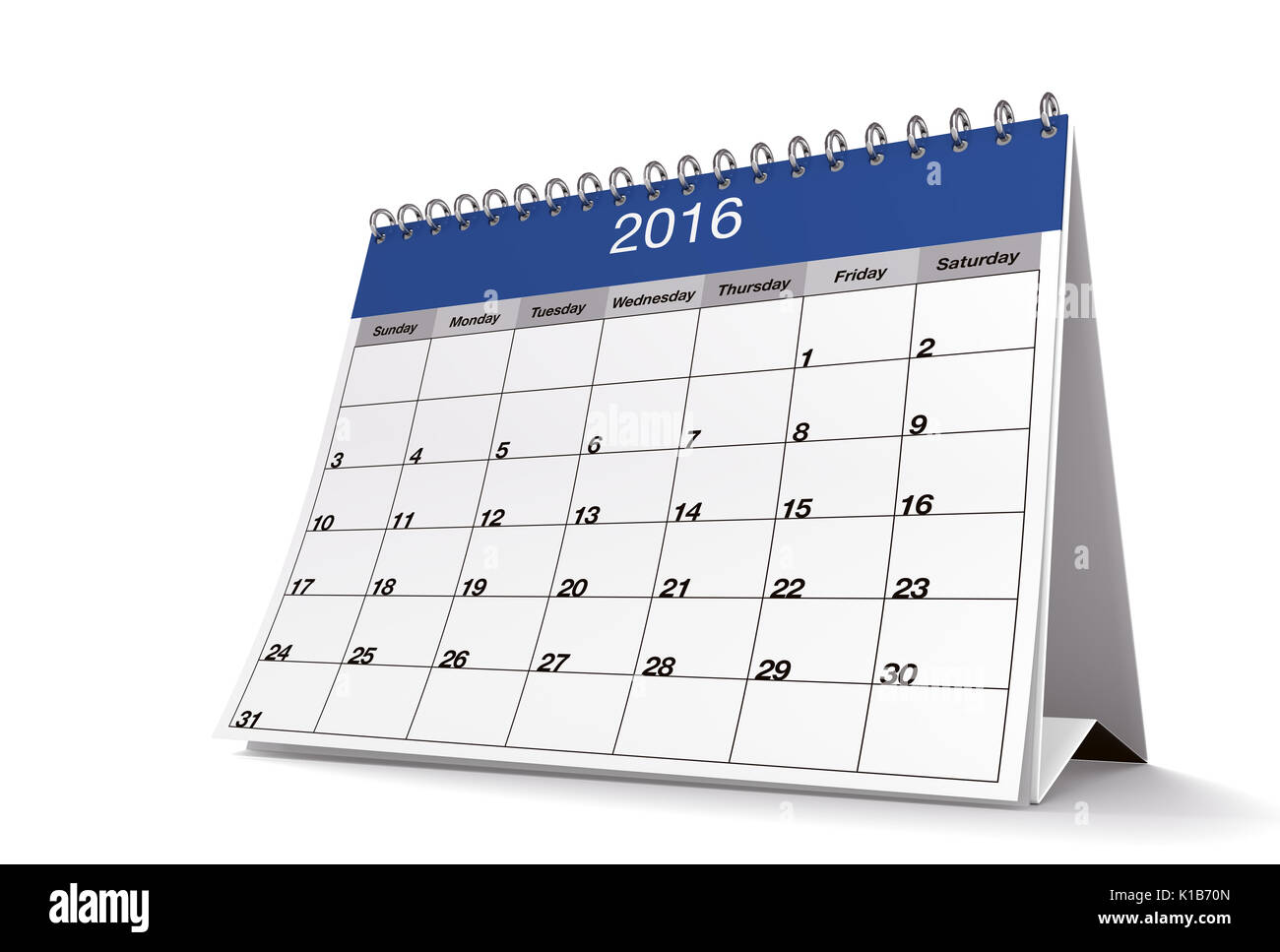 3D rendering of a general monthly calendar's page while it's turning on ...