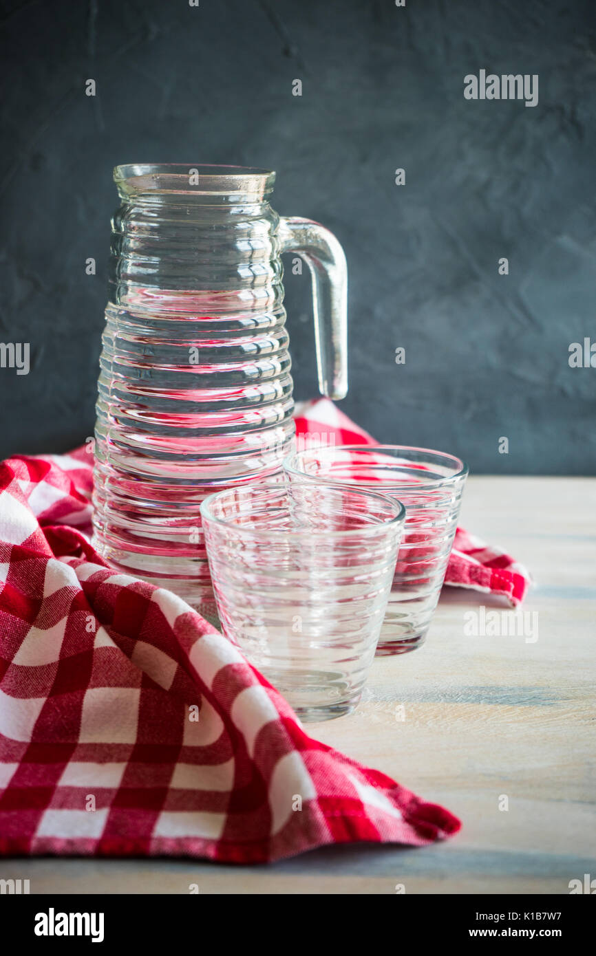 Glass of pure water as a healthy drinking concept on concrete table ...