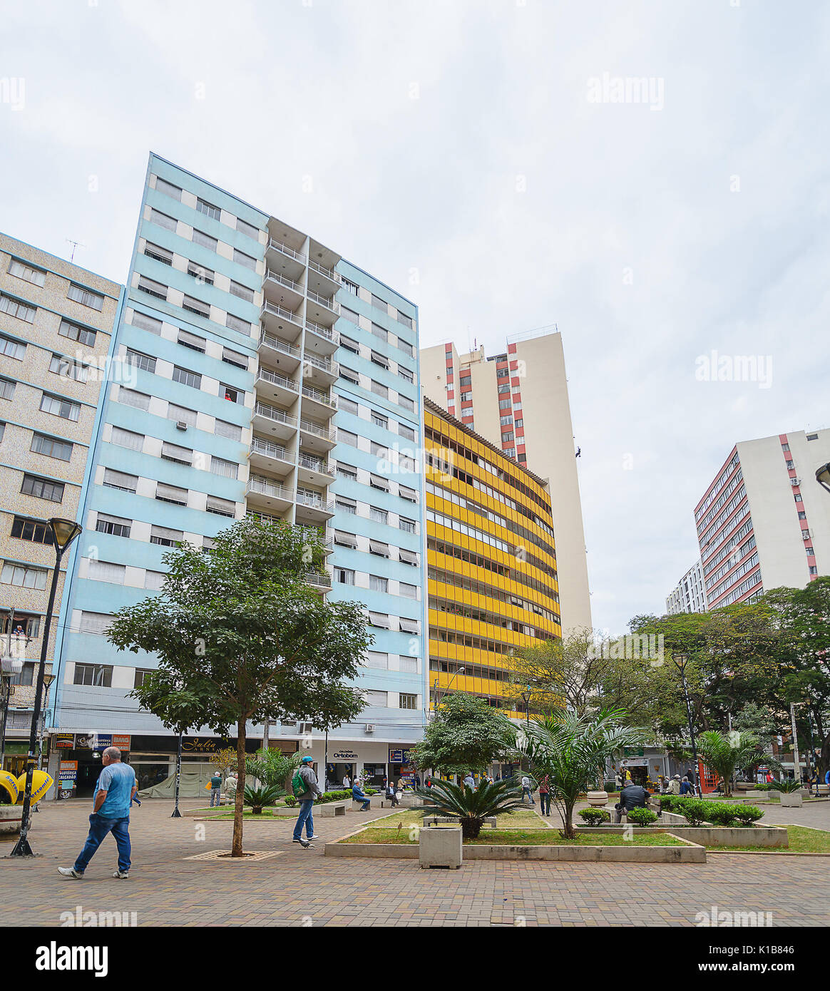 Londrina, Brazil - July 31, 2017: Downtown of Londrina. People walking ...