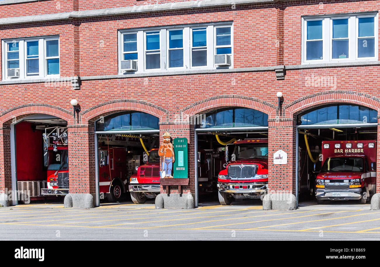 Four Bays of Bar Harbor Fire Department Stock Photo - Alamy
