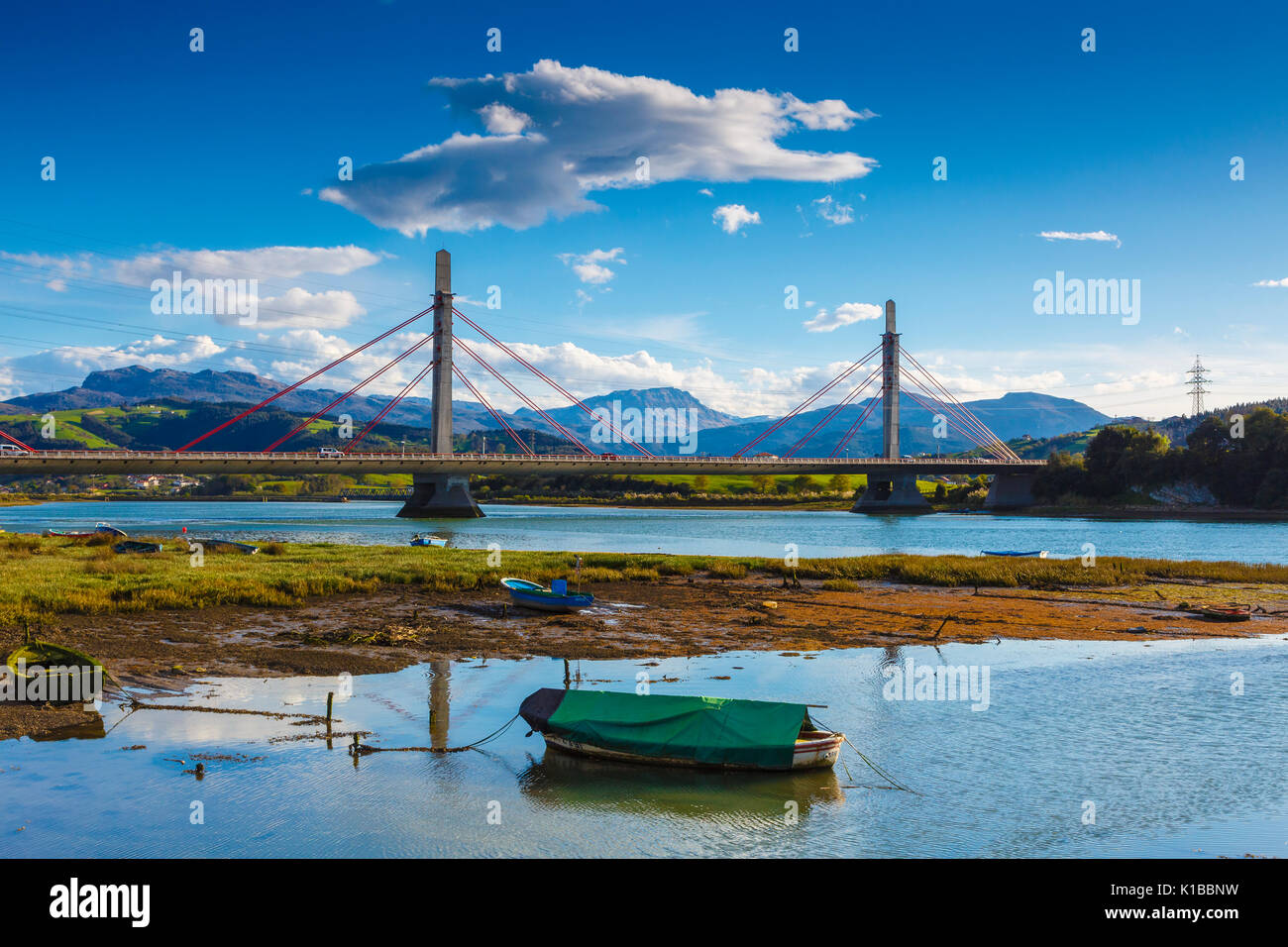 Bridge in Ason river. Colindres, Cantabria, Spain Stock Photo - Alamy