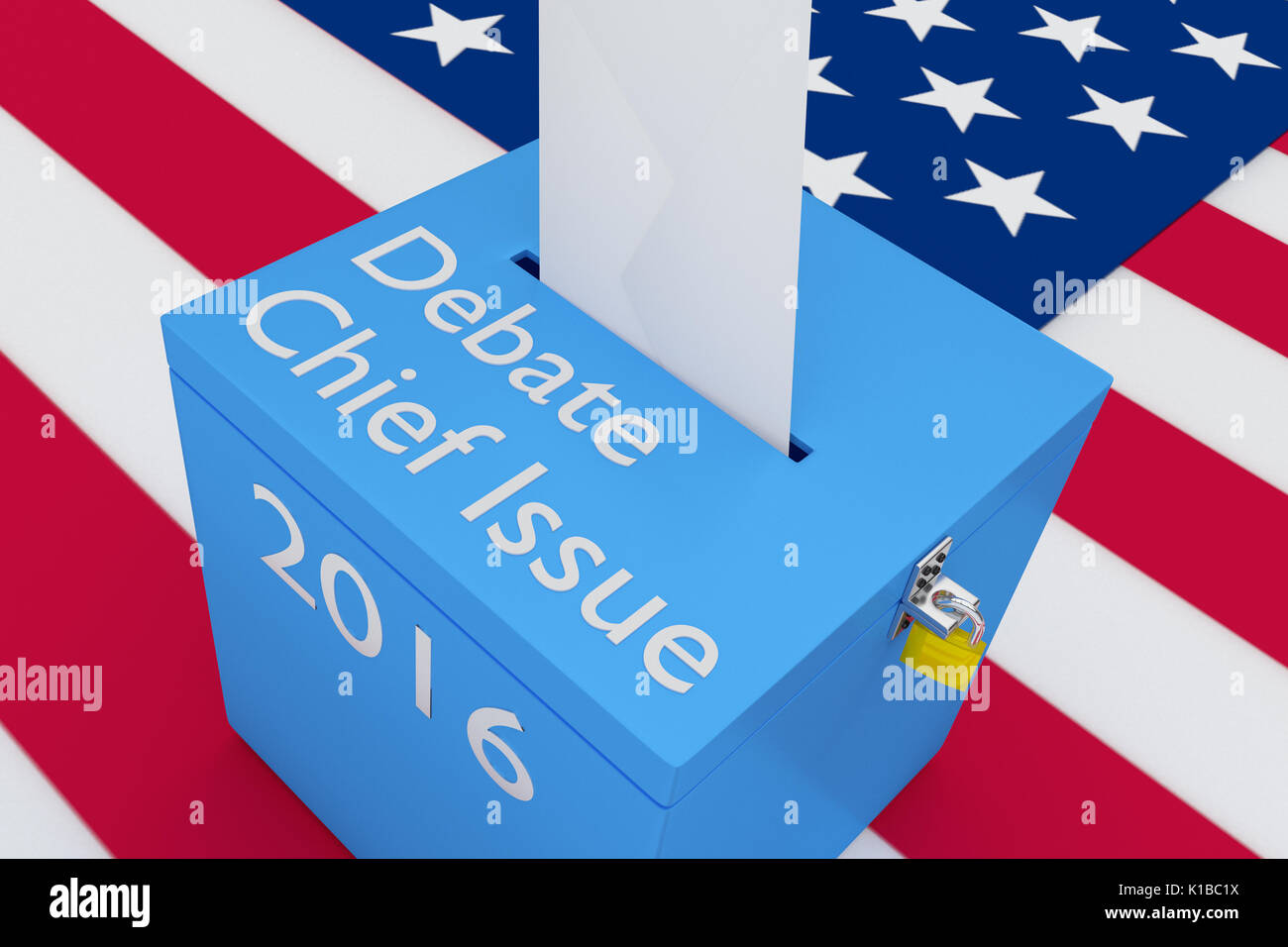3D illustration of "Debate Chief Issue", "2016" scripts and on ballot ...