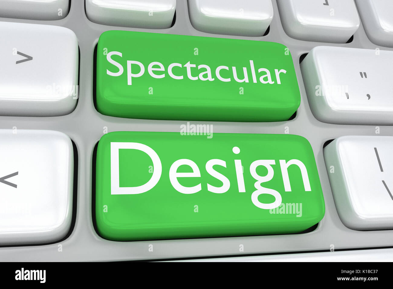 3D illustration of computer keyboard with the print "Spectacular Design ...