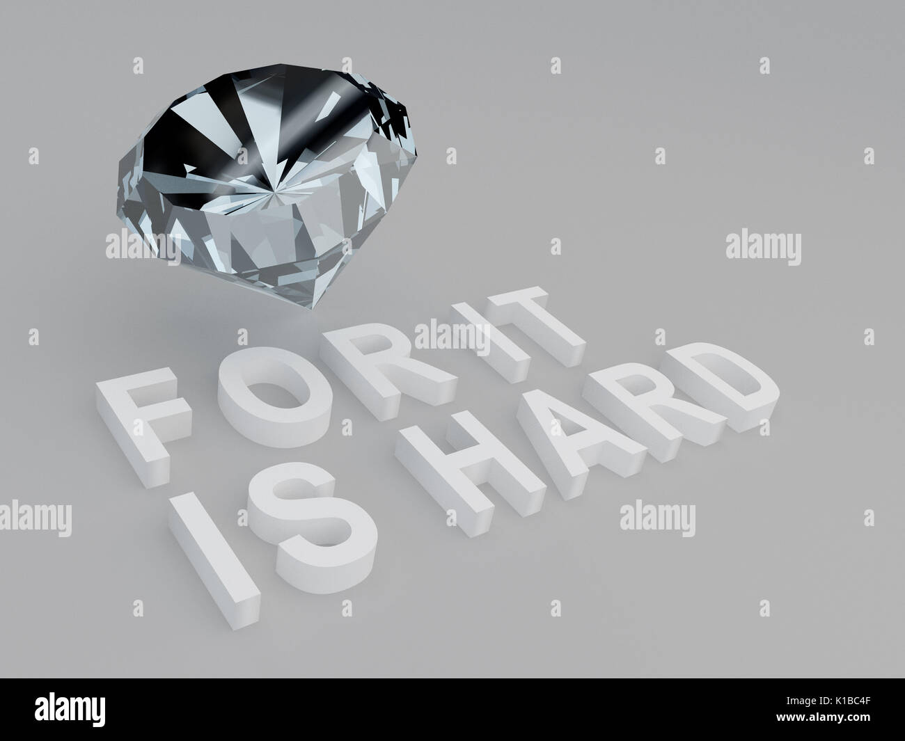 3D illustration of "FOR IT IS HARD" title with a diamond as a ...