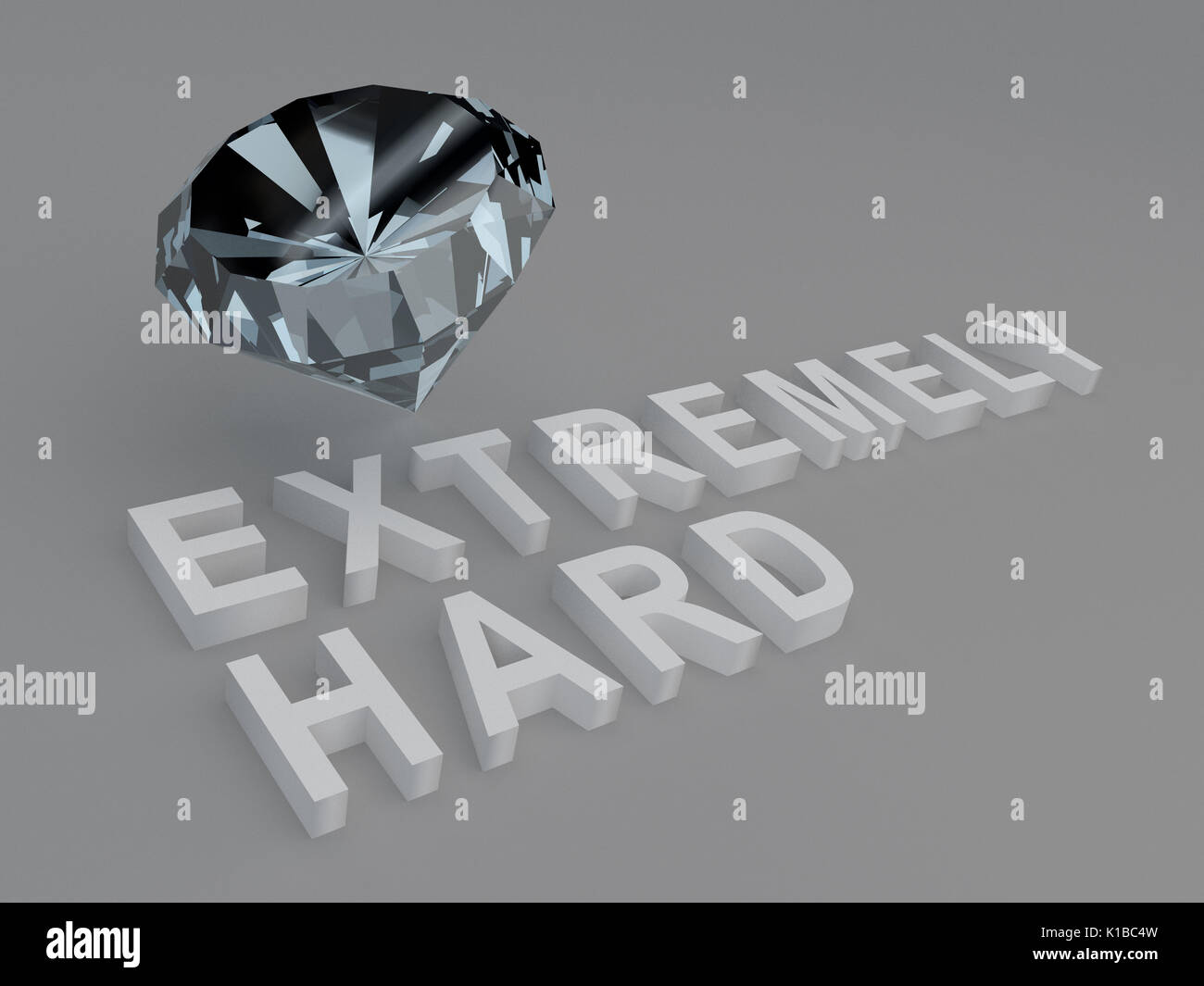 3D illustration of "EXTREMELY HARD" title with a diamond as a ...