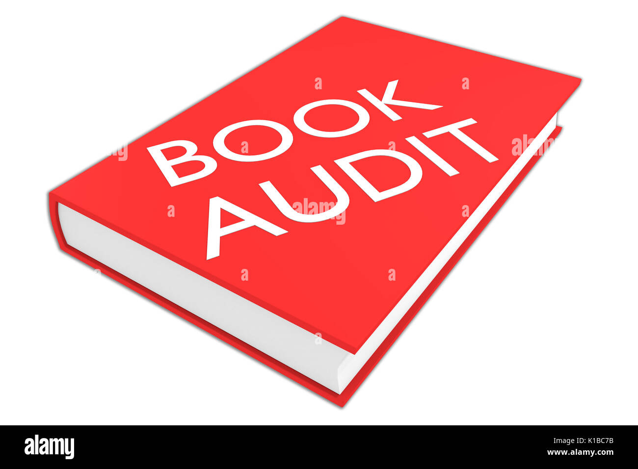 3D illustration of "BOOK AUDIT" script on a book, isolated on white ...