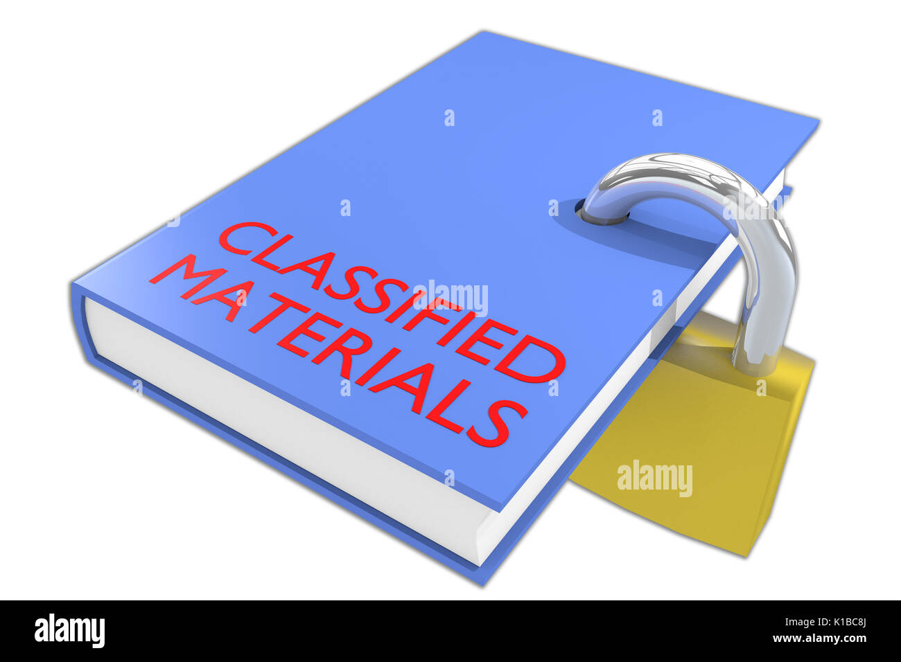 3D illustration of "CLASSIFIED MATERIALS" script under a 3D model of ...