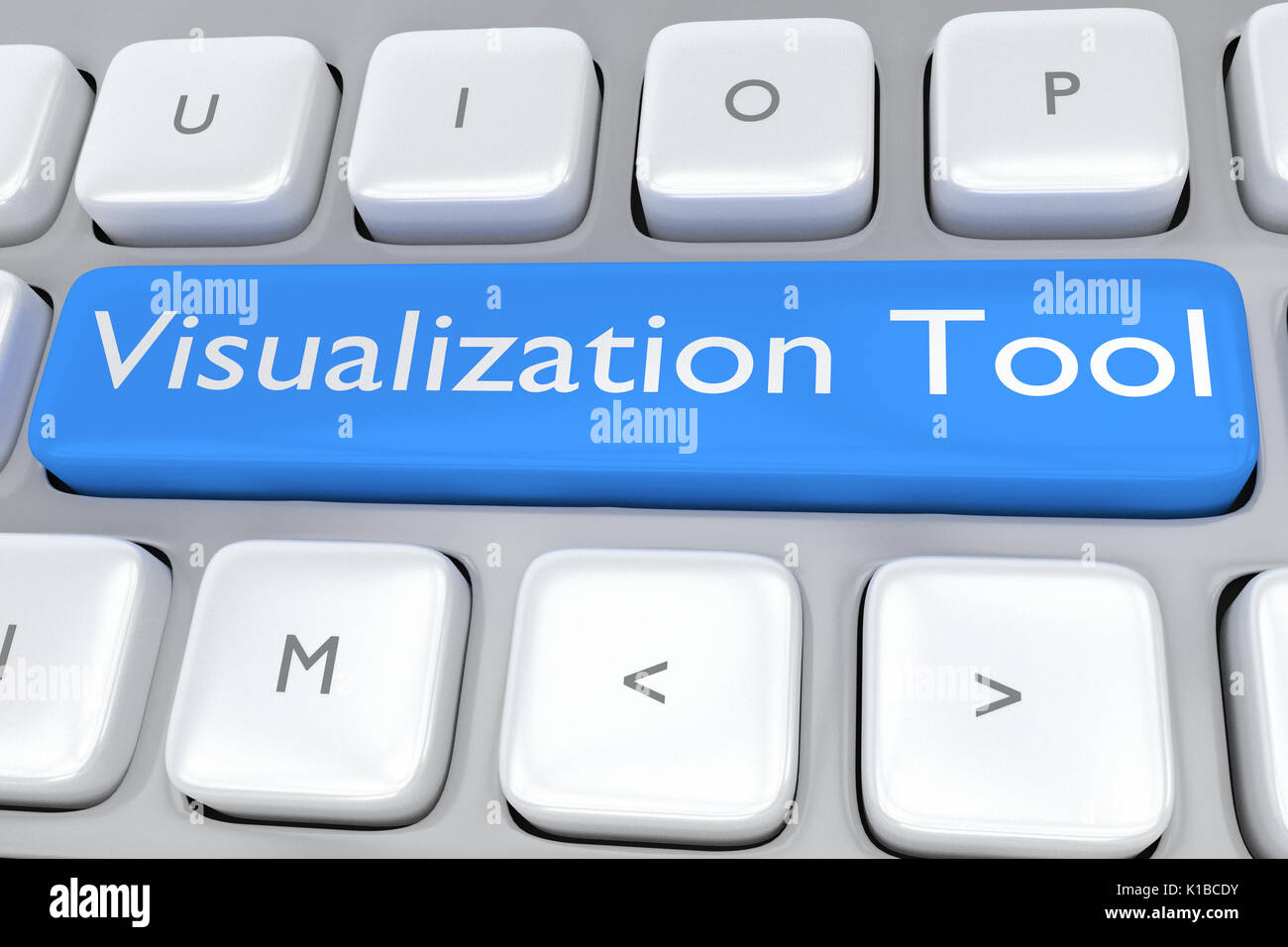 3D illustration of computer keyboard with the script "Visualization ...