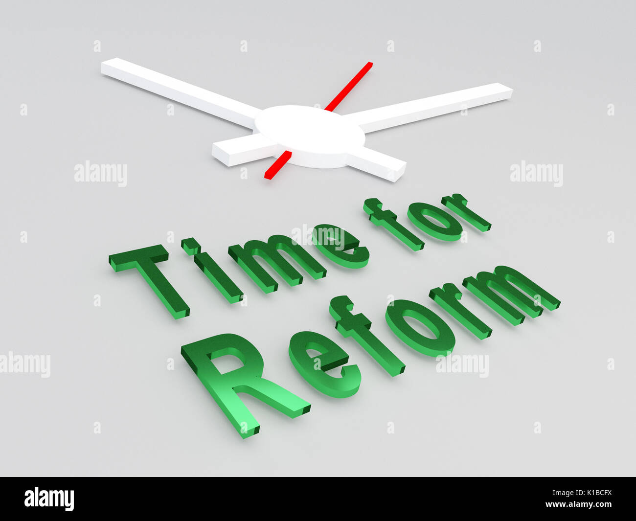 3D illustration of "Time for Reform" title with a clock as a background ...