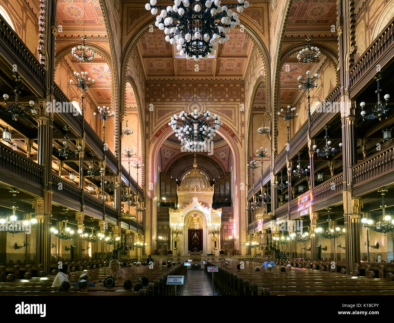 Budapest, Hungary - June 11, 2017 : Interior view of Dohány Street ...