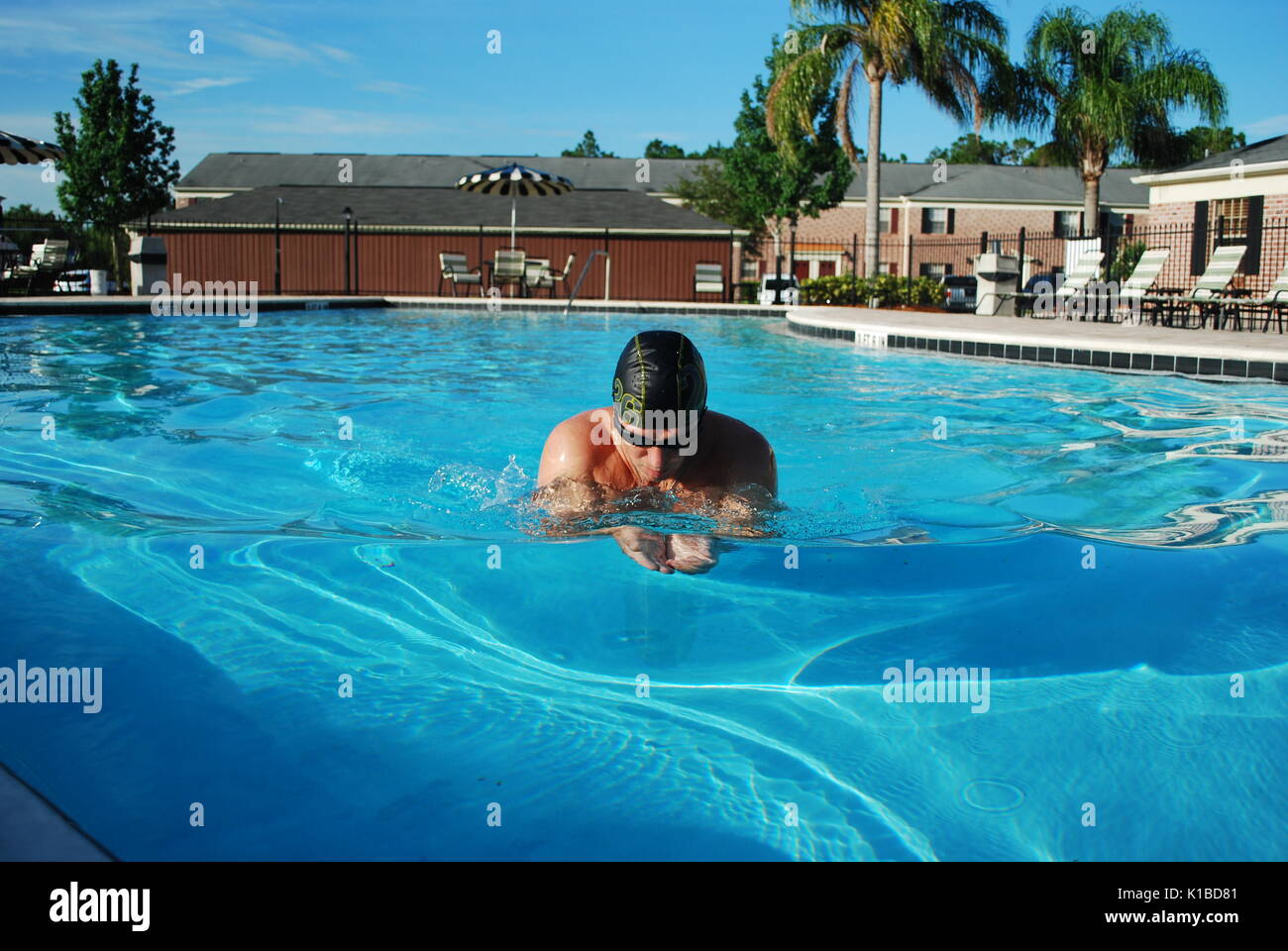Athlete's workout. Swimmer practicing in pool Stock Photo - Alamy