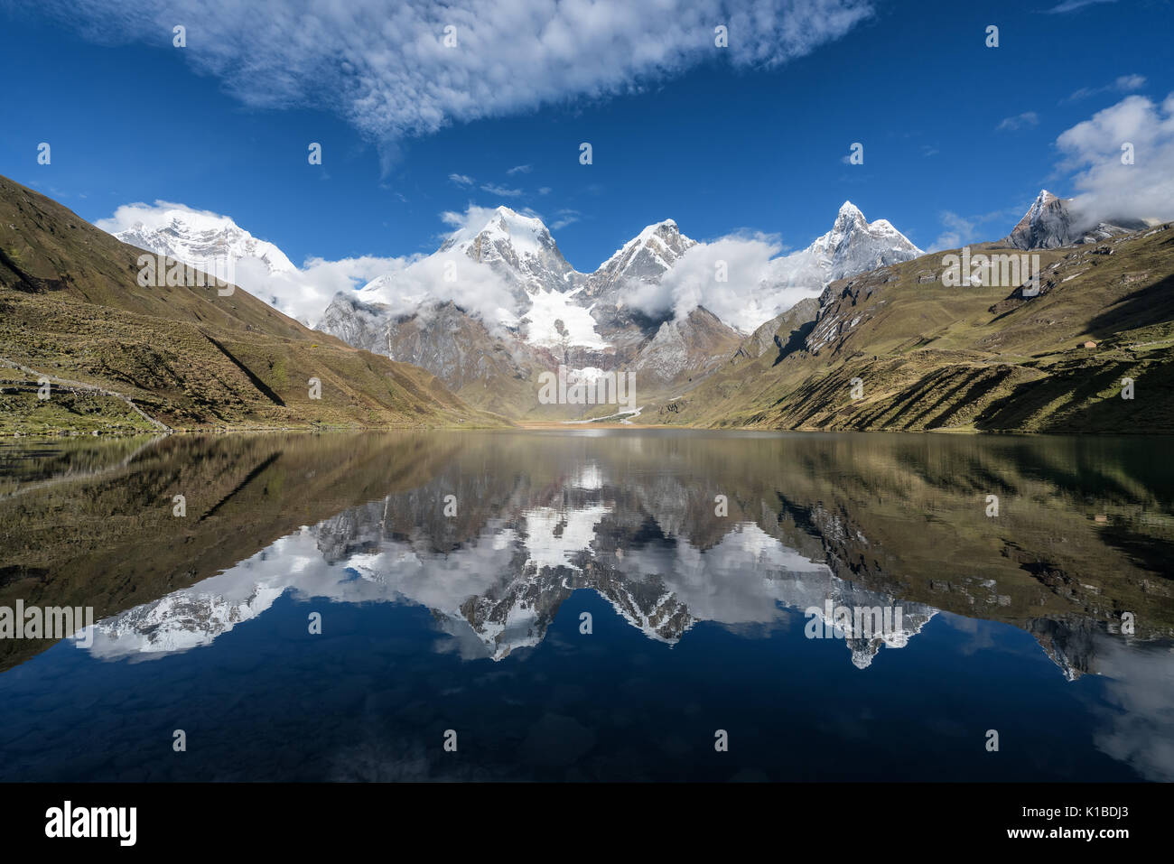 Trekking on the Huayhuash Trek, Cordillera Huayhuash, Peru Stock Photo ...