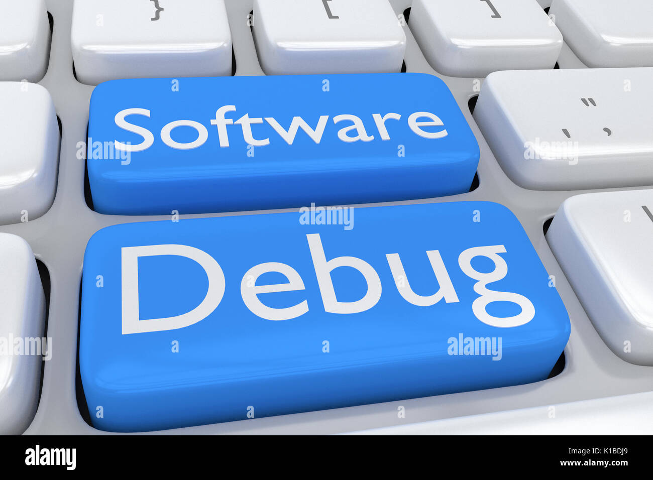 Render illustration of computer keyboard with the print Software Debug ...