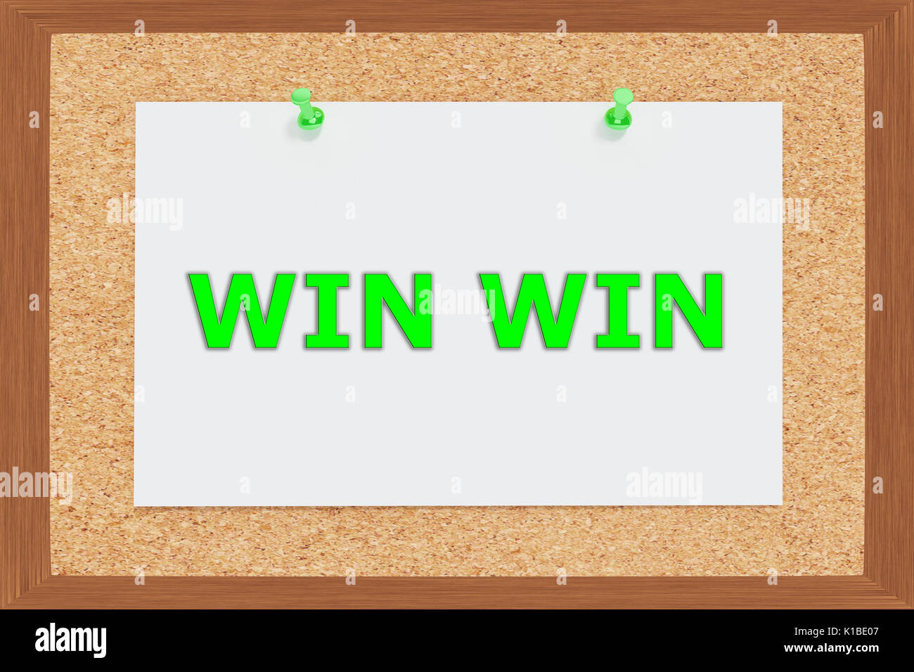 Render illustration of Win Win title on cork board Stock Photo - Alamy