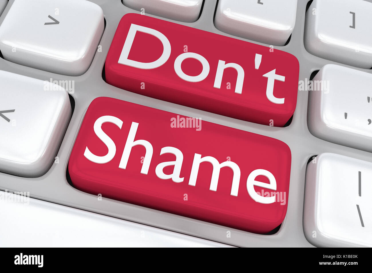 Render illustration of computer keyboard with the print Dont Shame on ...