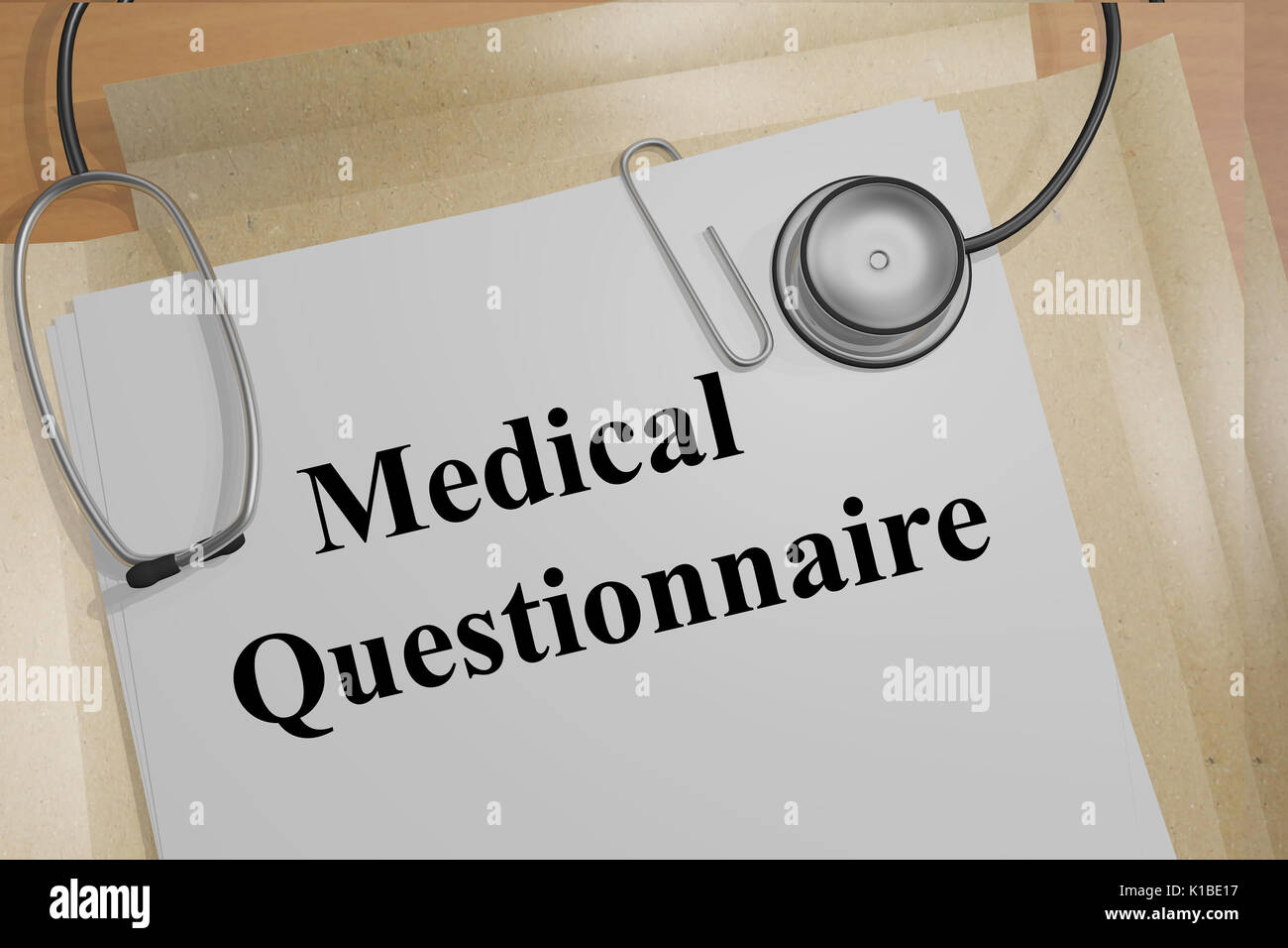 Render illustration of Medical Questionnaire title on Medical Documents ...