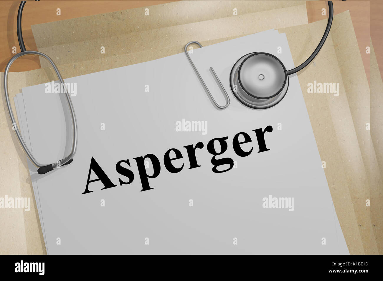 Render illustration of Asperger title on Medical Documents Stock Photo ...