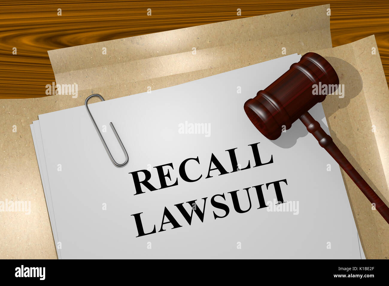 Render illustration of Recall Lawsuit title On Legal Documents Stock ...