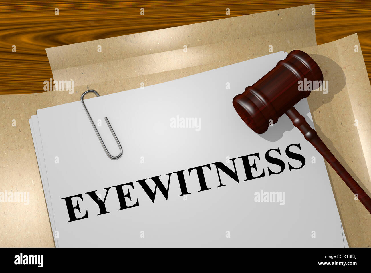 Render illustration of Eyewitness title On Legal Documents Stock Photo ...