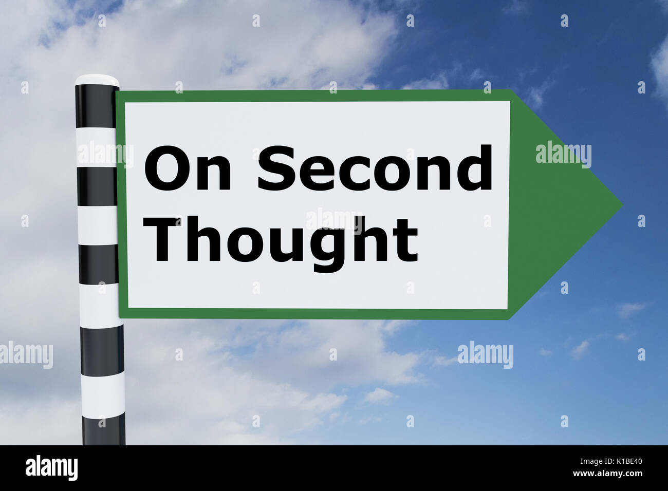 Render illustration of On Second Thought title on road sign Stock Photo ...