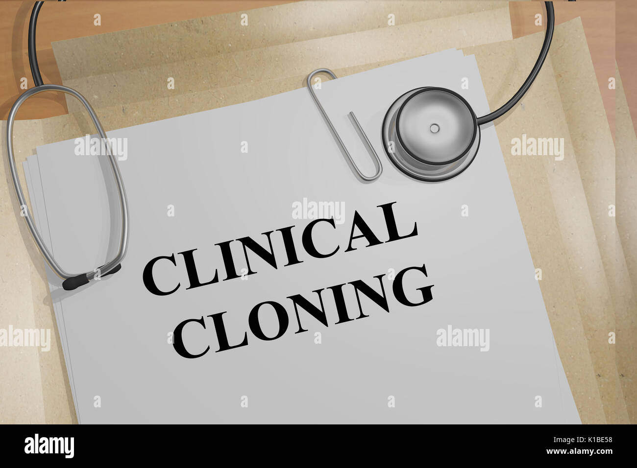 Render illustration of Clinical Cloning title on Medical Documents ...