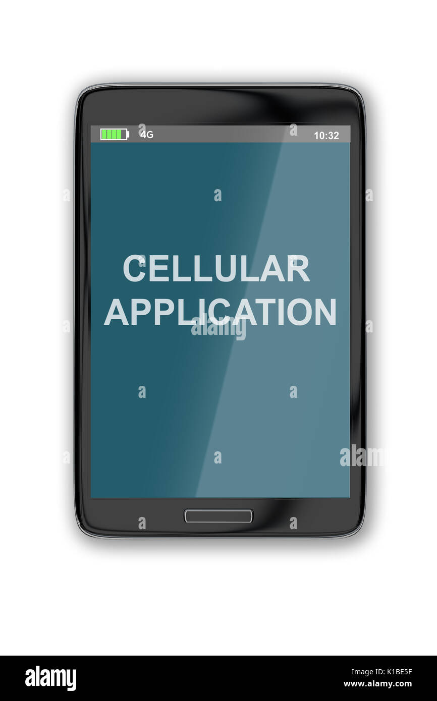 Render illustration of Cellular Application title on cellular screen ...