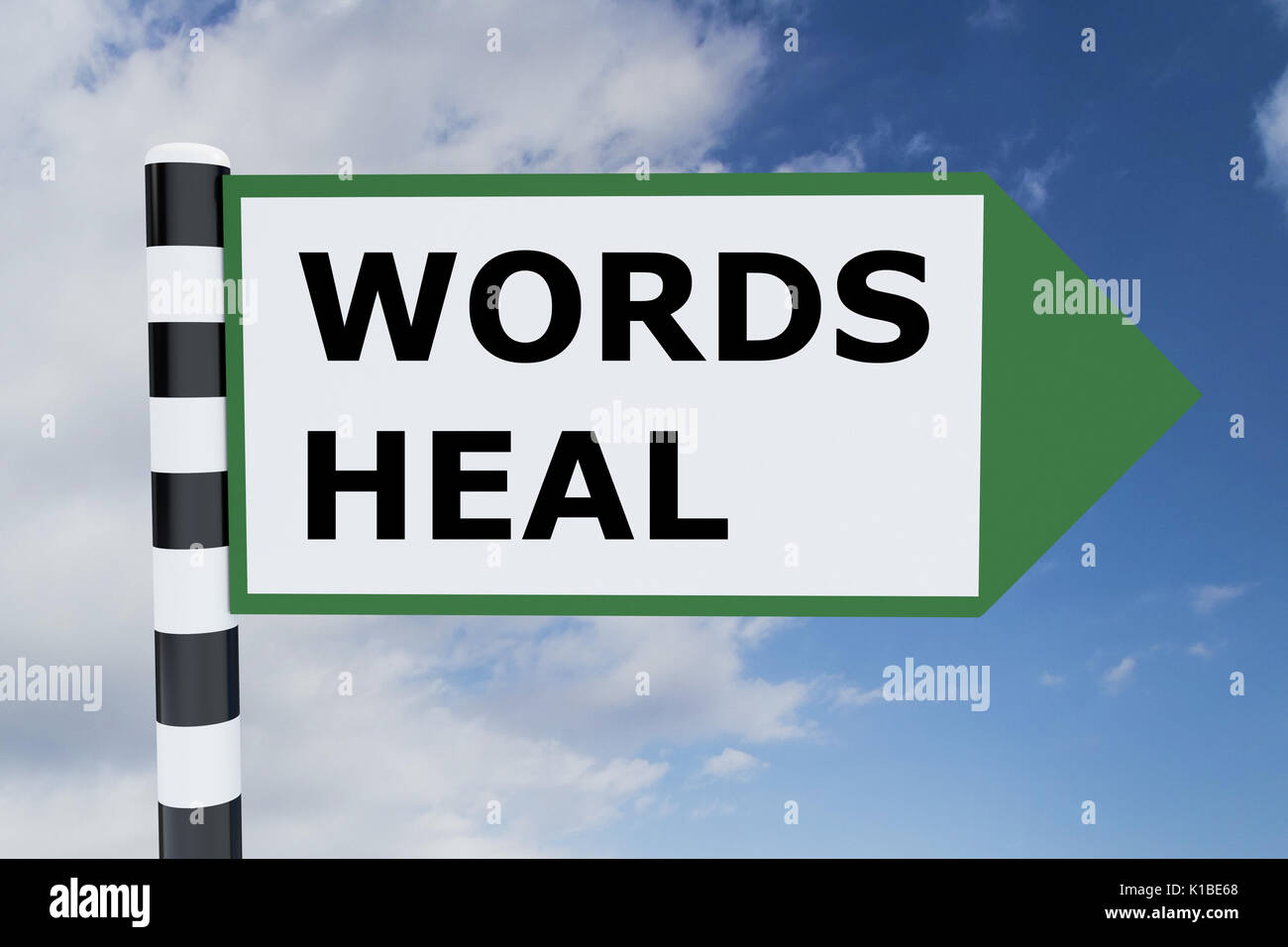 Render illustration of Words Heal title on road sign Stock Photo - Alamy