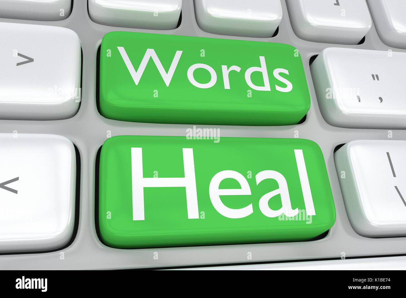 Render illustration of computer keyboard with the print Words Heal on ...
