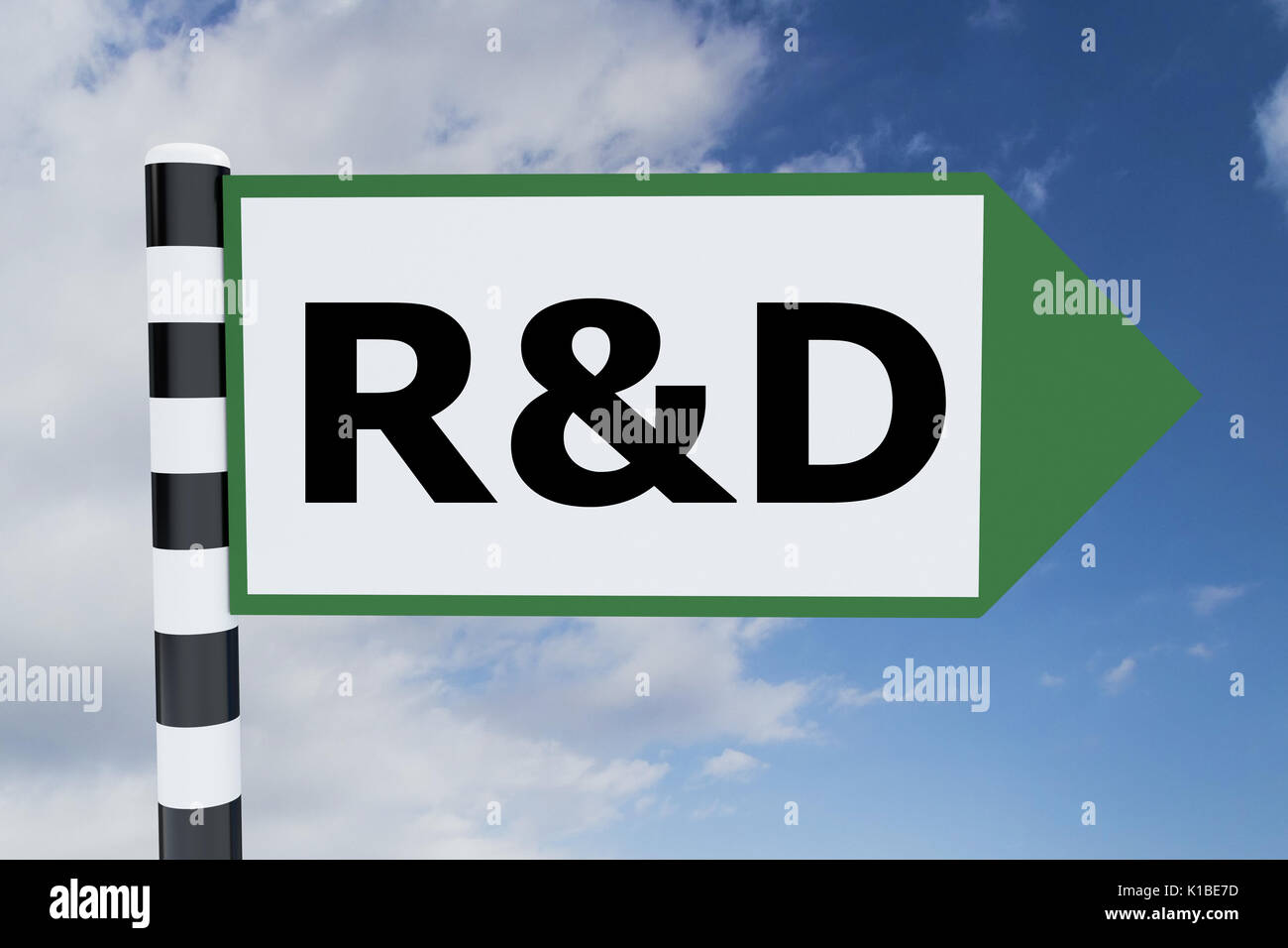 Render illustration of R&D title on road sign Stock Photo - Alamy
