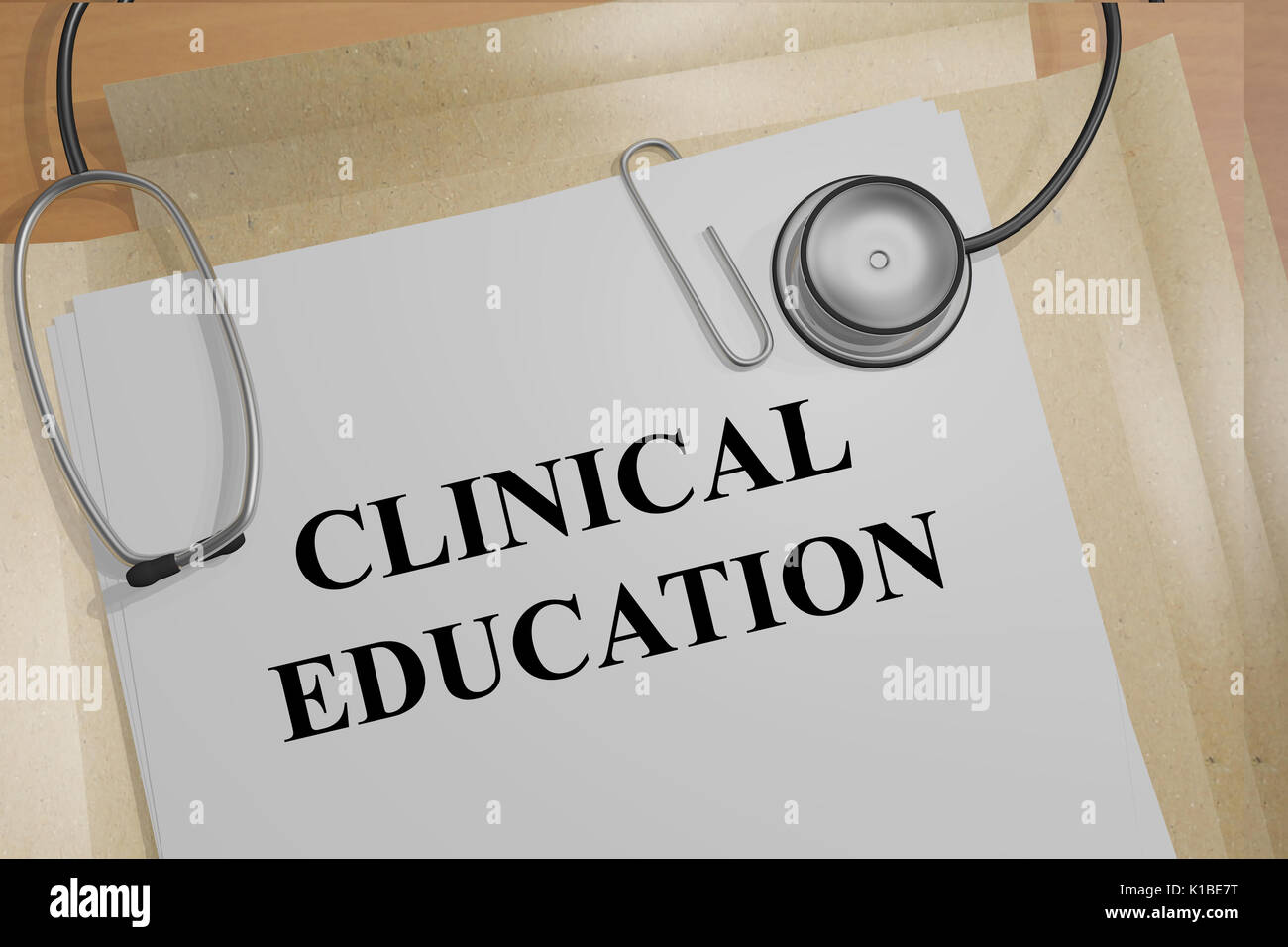 Render illustration of Clinical Education title on Medical Documents ...