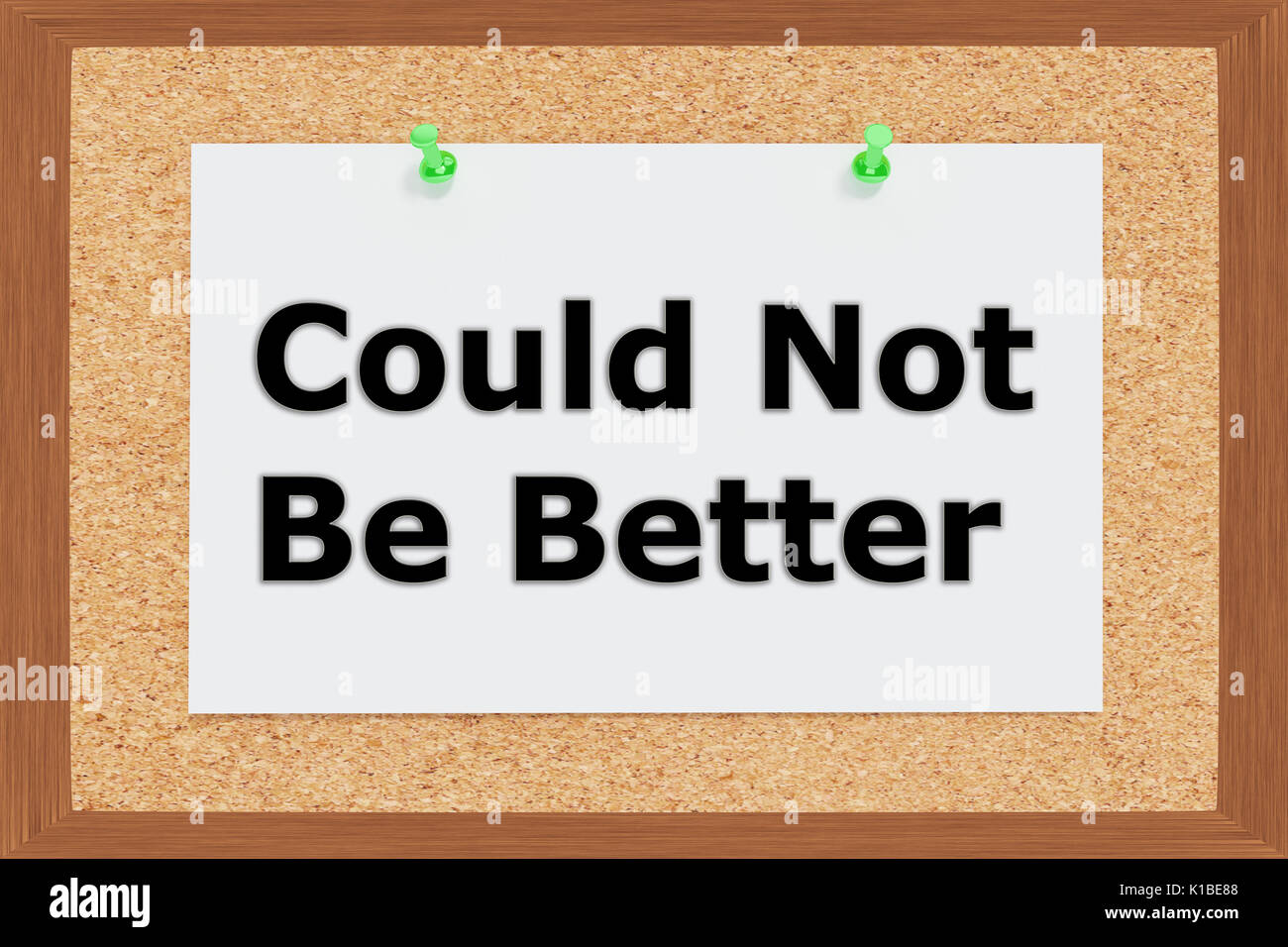 Render illustration of Could Not Be Better title on cork board Stock ...