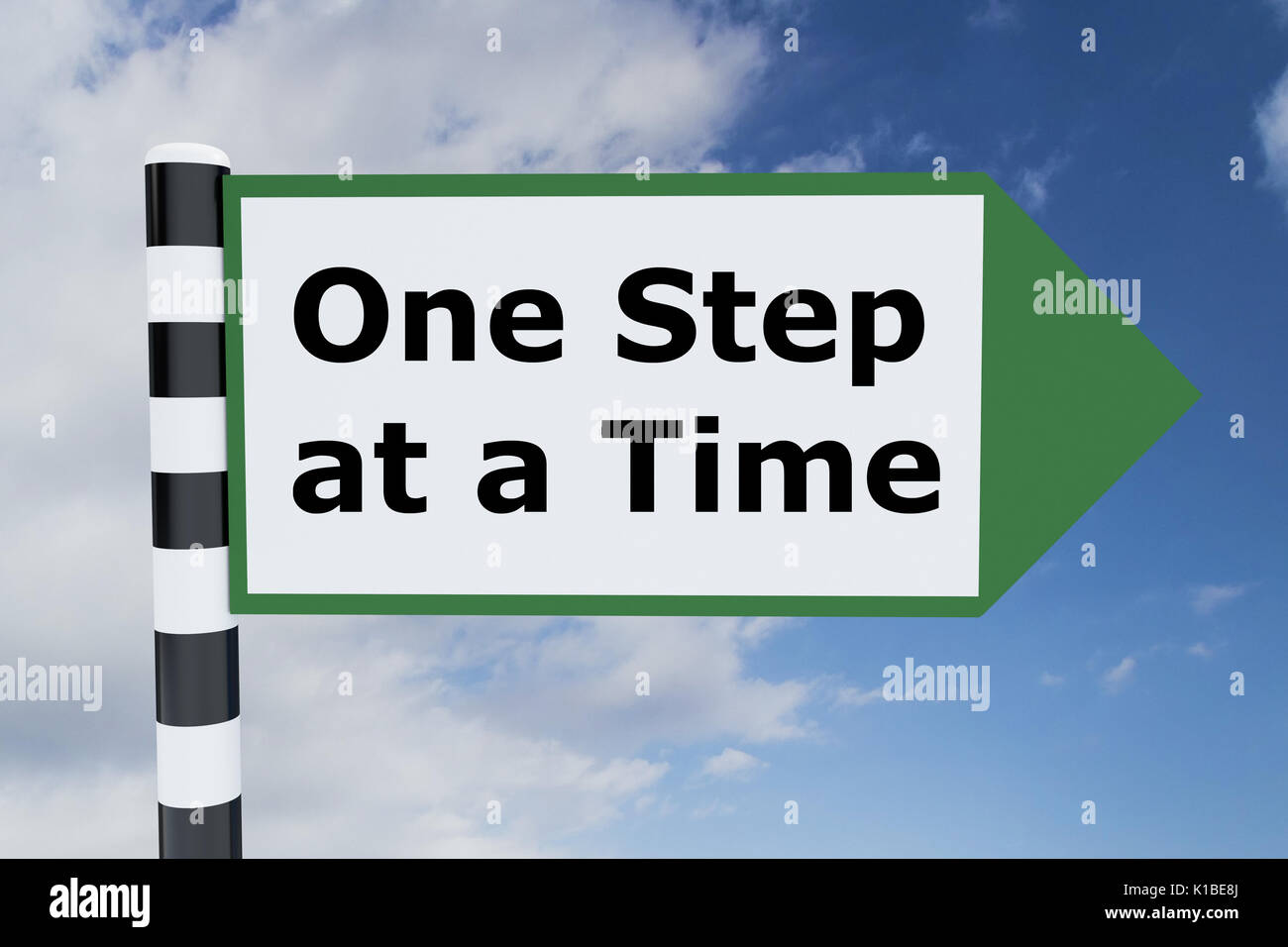 Render illustration of One Step at a Time title on road sign Stock ...