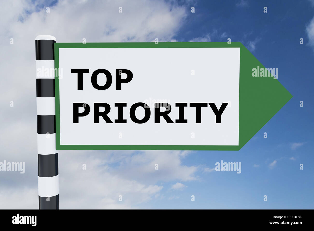 Render illustration of Top Priority title on road sign Stock Photo - Alamy