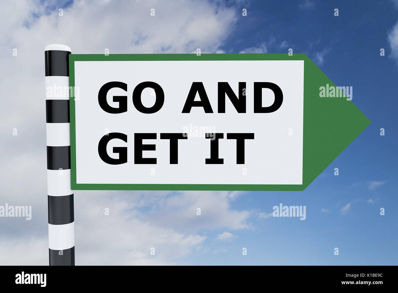 Render illustration of Go and Get it Title on road sign Stock Photo - Alamy