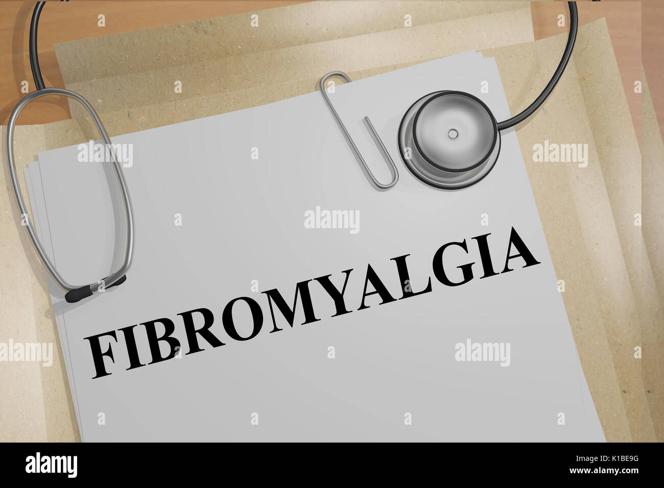 Render illustration of Fibromyalgia title on Medical Documents Stock ...