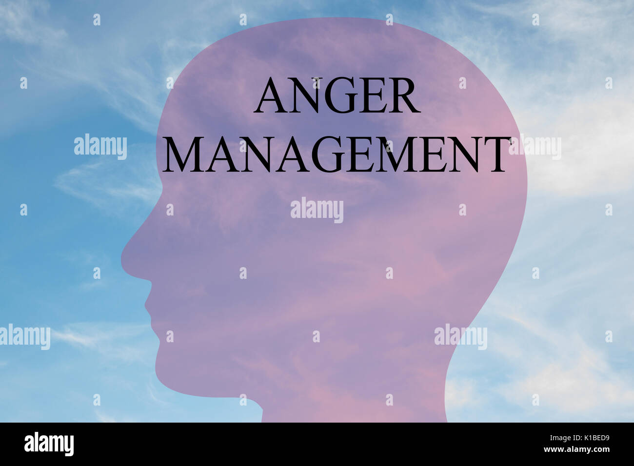 Render illustration of Anger Management Title on head silhouette, with ...