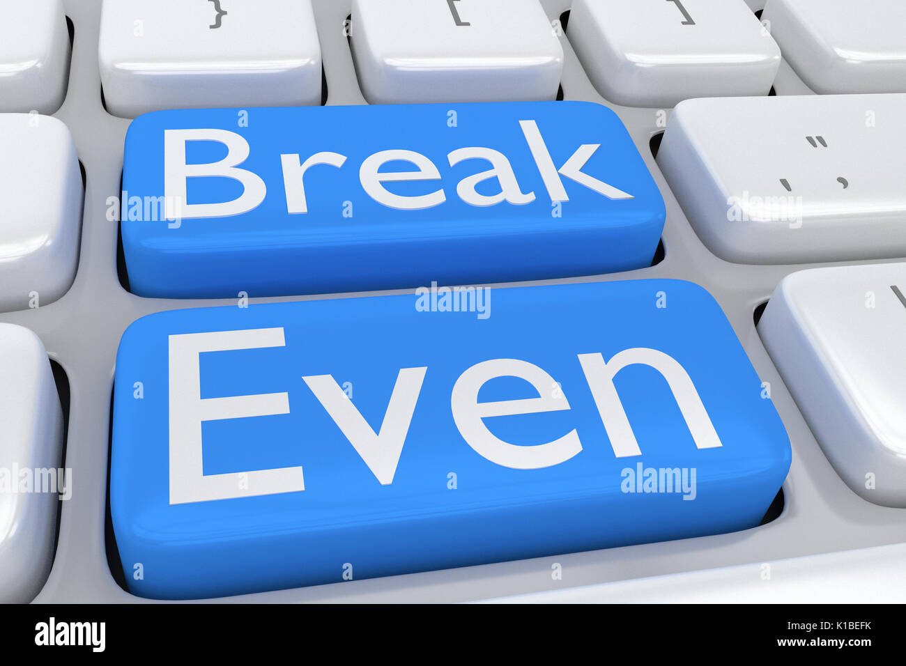Render illustration of computer keyboard with the print Break Even on ...