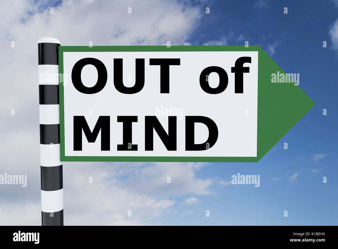 Render illustration of Gone Out of Mind Title on road sign Stock Photo ...