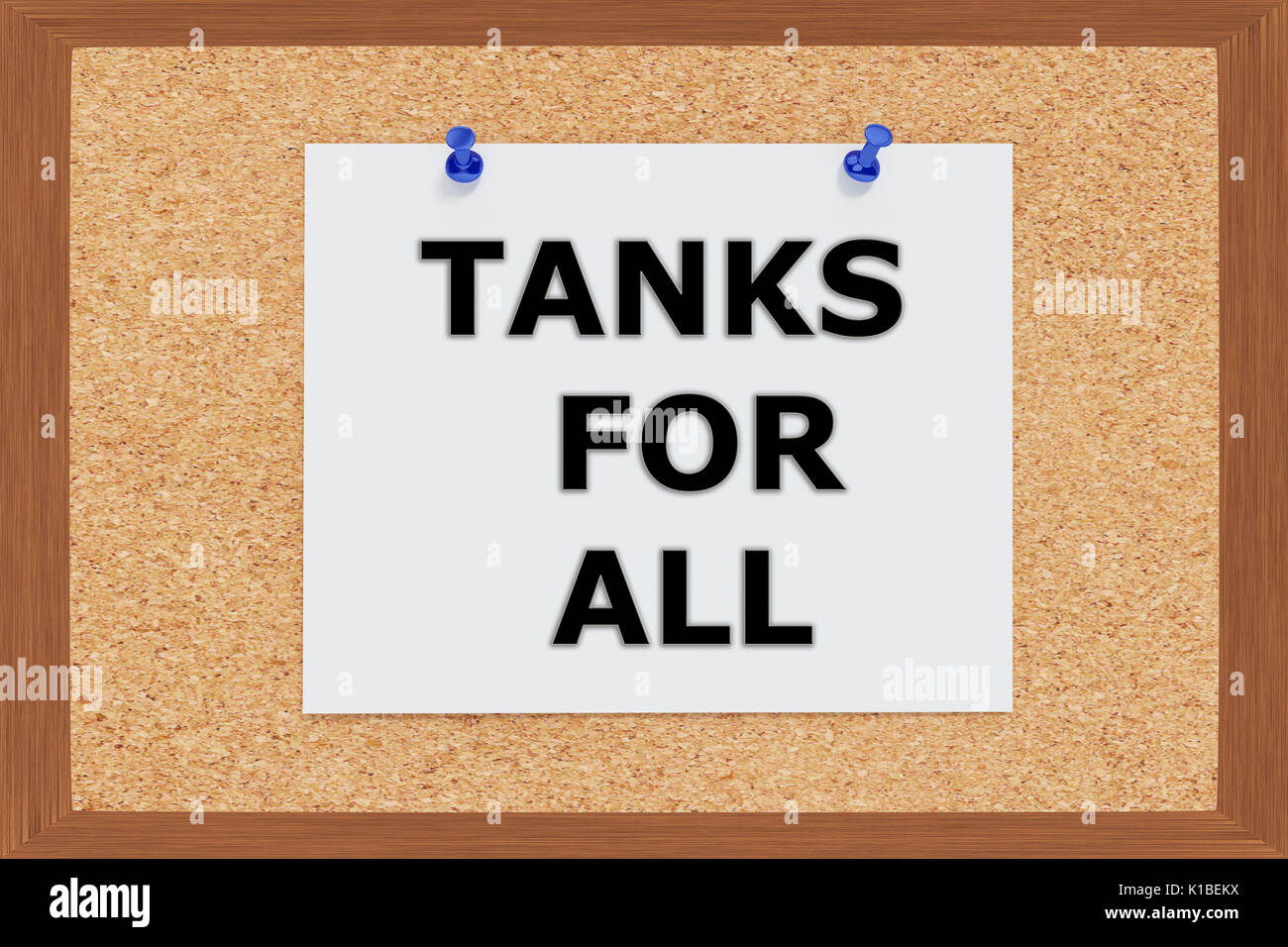Render illustration of Thanks for All Title on cork board Stock Photo ...