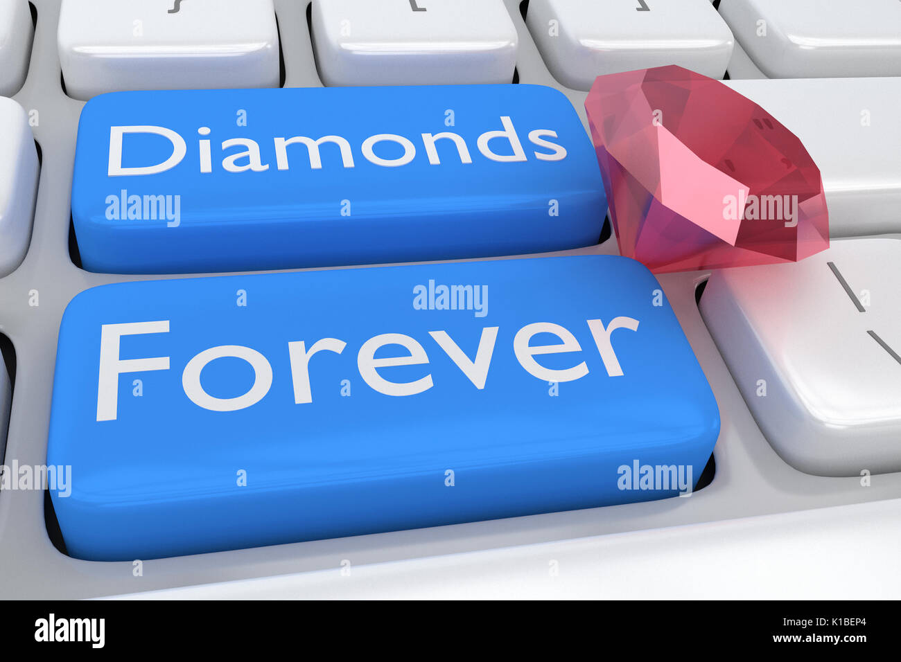 Render illustration of computer keyboard with the print Diamonds ...
