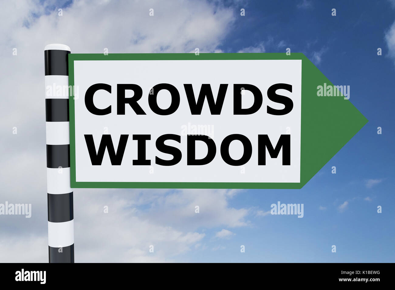 Render illustration of Crowds Wisdom Title on road sign Stock Photo - Alamy