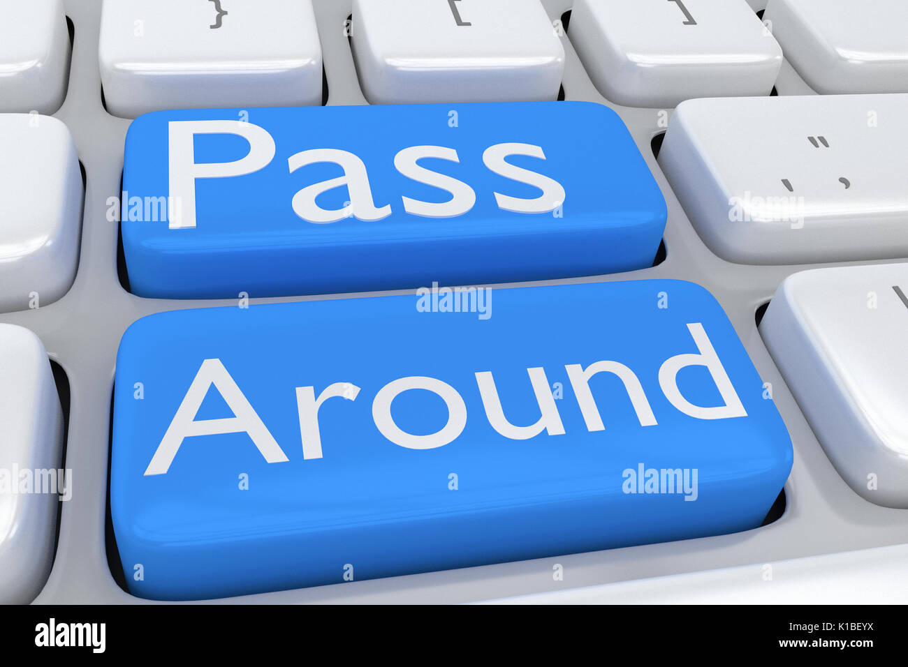 Render illustration of computer keyboard with the print Pass Around on ...