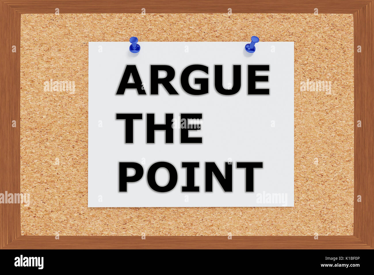 Render illustration of Argue the Point Title on cork board Stock Photo ...