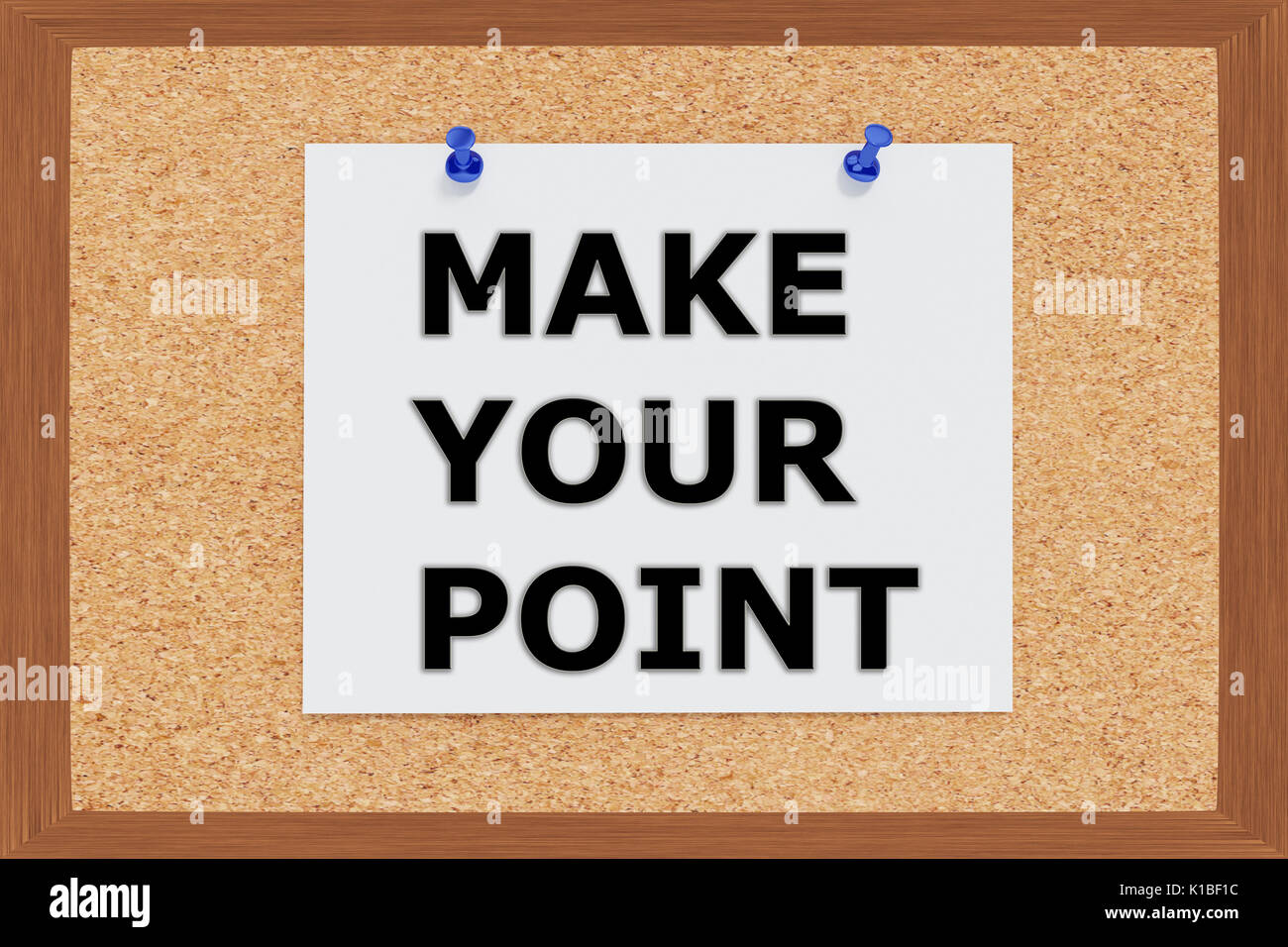 Render illustration of Make Your Point Title on cork board Stock Photo ...