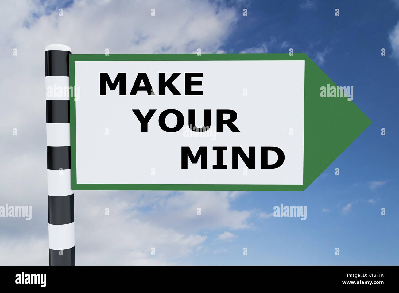 Render illustration of Make Your Mind Title on road sign Stock Photo ...