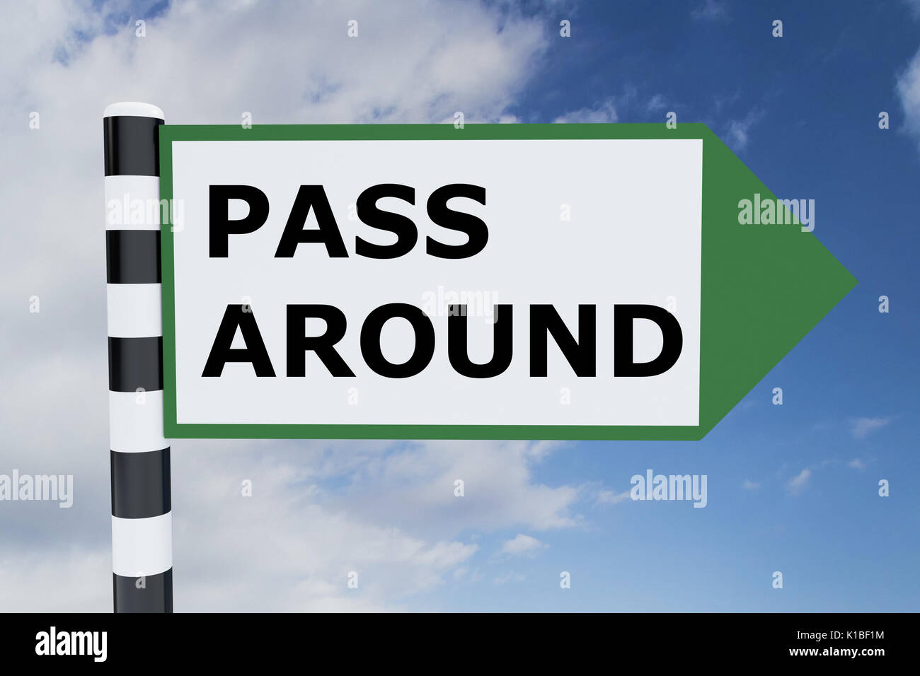 Render illustration of Pass Around Title on road sign Stock Photo - Alamy