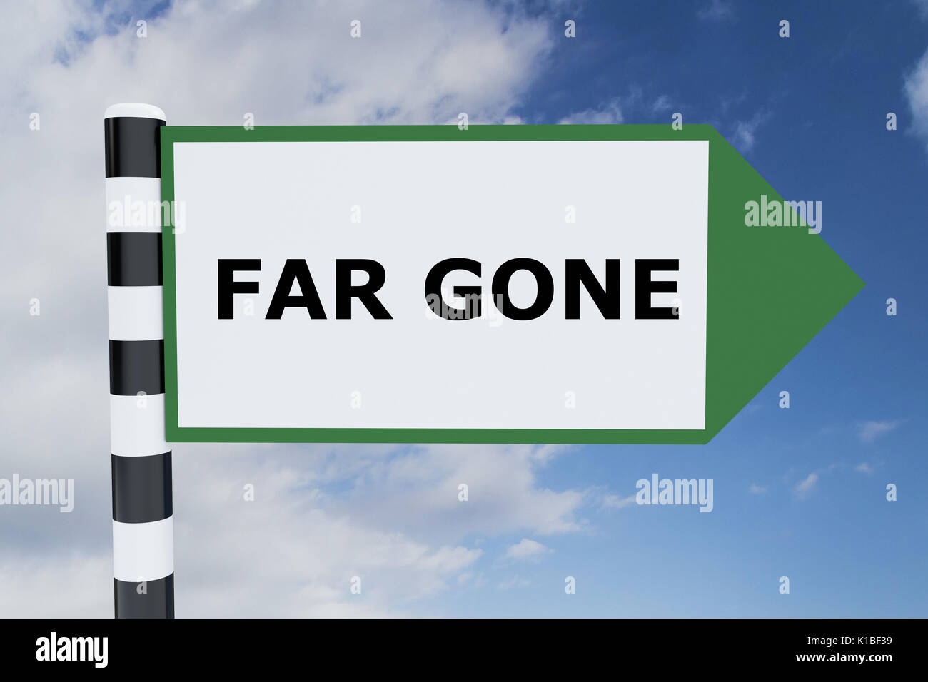 Render illustration of Far Gone Title on road sign Stock Photo - Alamy