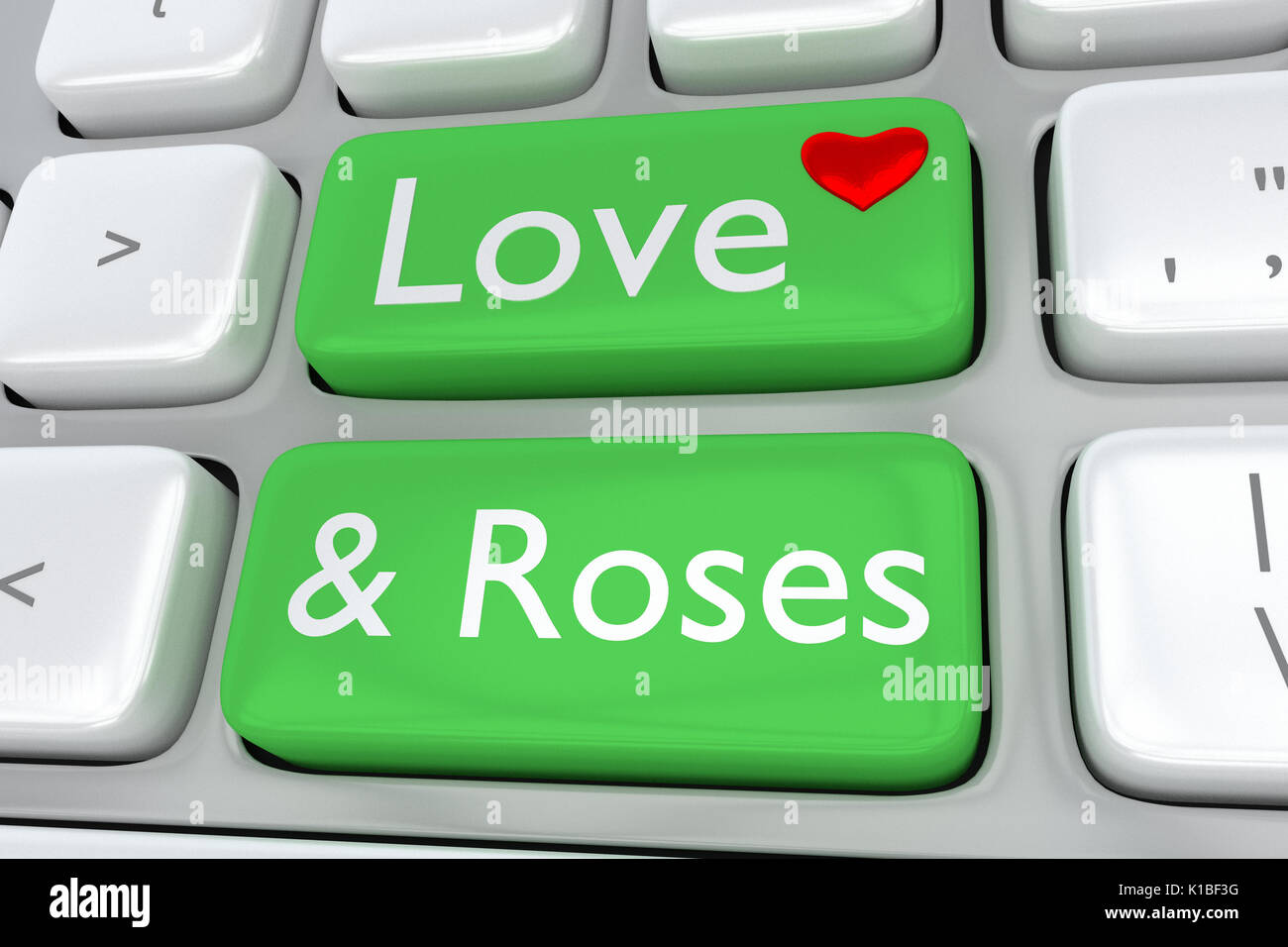 Render illustration of computer keyboard with the print Love & Roses on ...