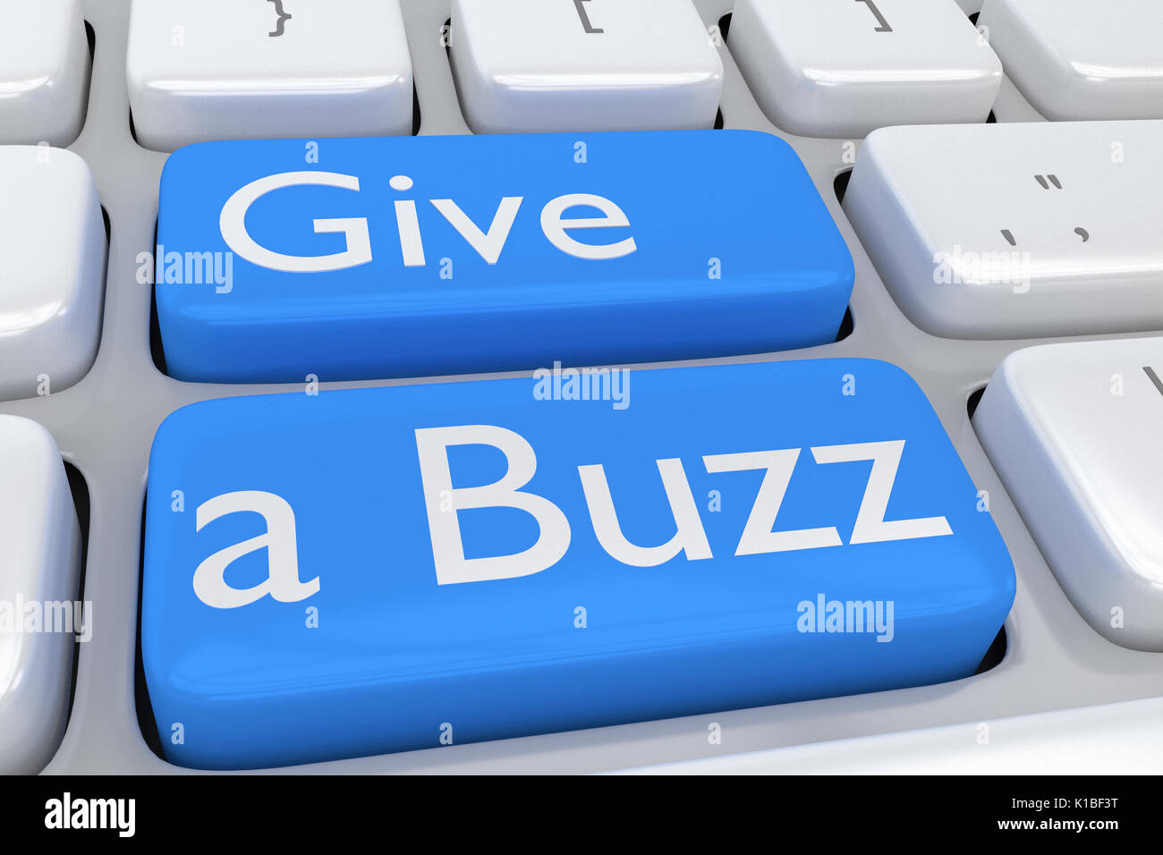 Render illustration of computer keyboard with the print Give a Buzz on ...