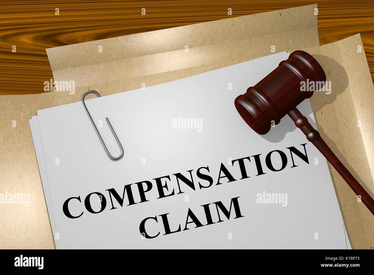 Render illustration of Compensation Claim Title On Legal Documents ...